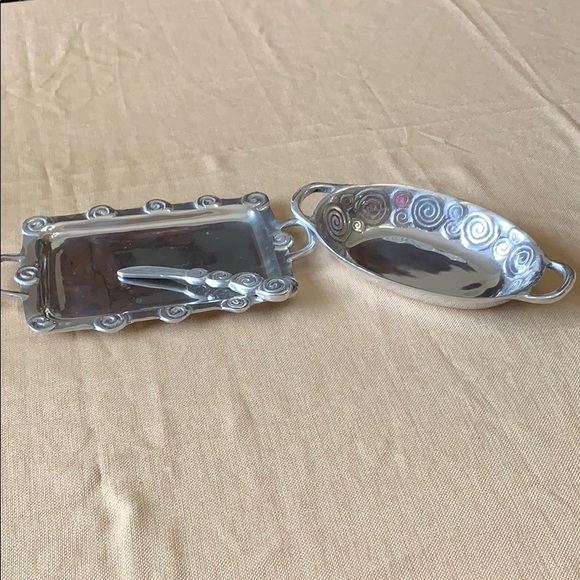 Mexican Pewterware | Dining | Mexican Pewterware Serving Bowl And Tray ...